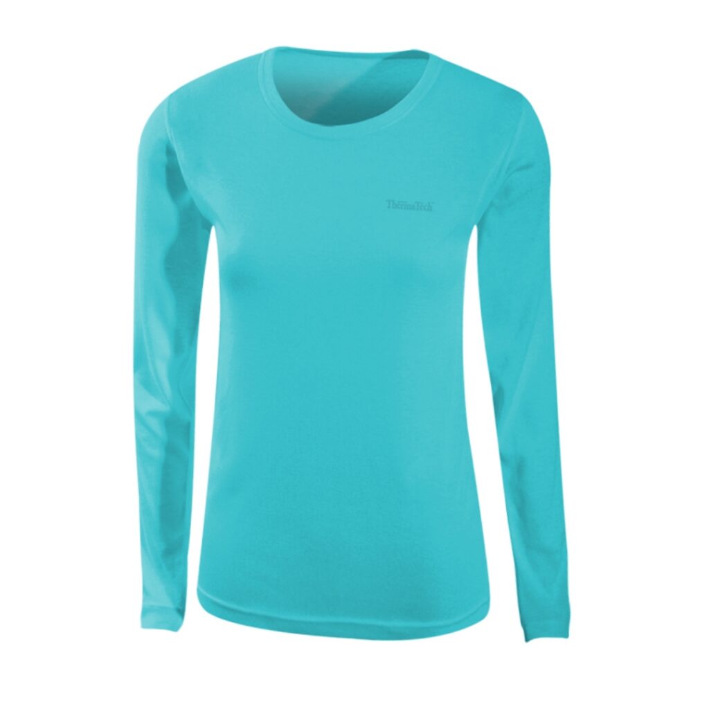 Womens Essential Long Sleeve Baselayer Aqua - Small - Thermatech New ...