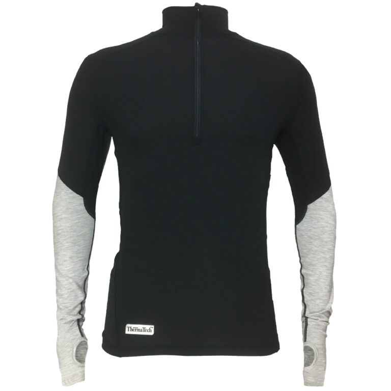 Mens 1/4 Zip Baselayer Black/Marl - Thermatech New Zealand