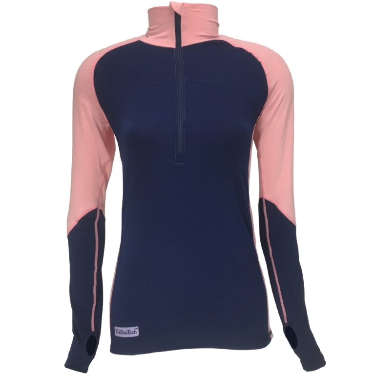 Womens 1/4 Zip Baselayer Ink/Flamingo - Thermatech New Zealand