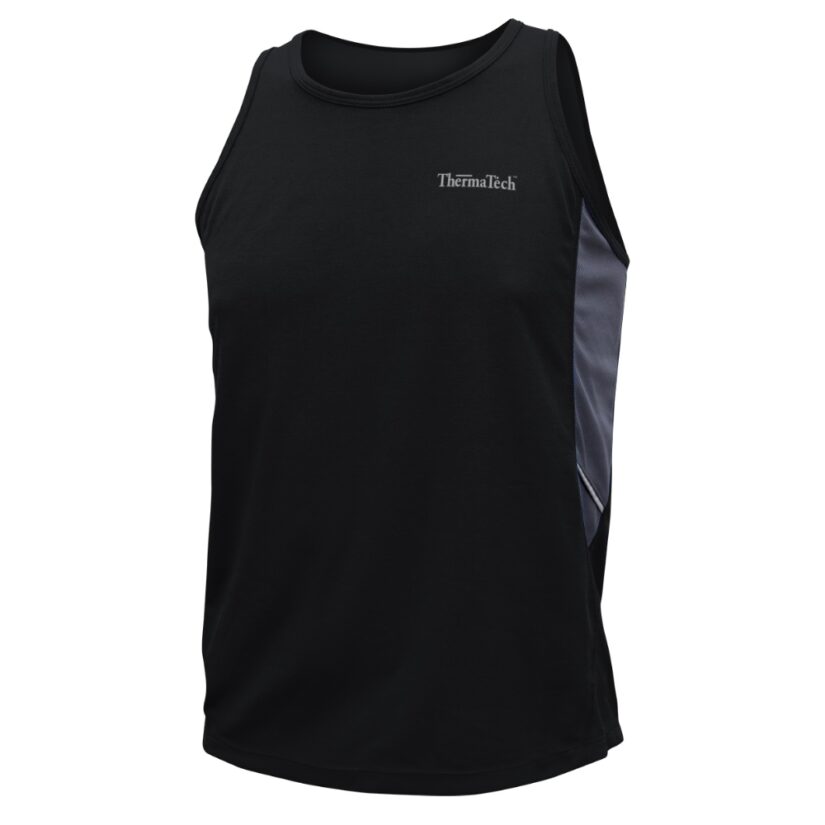 Mens Training Singlet Black/Char - Thermatech New Zealand
