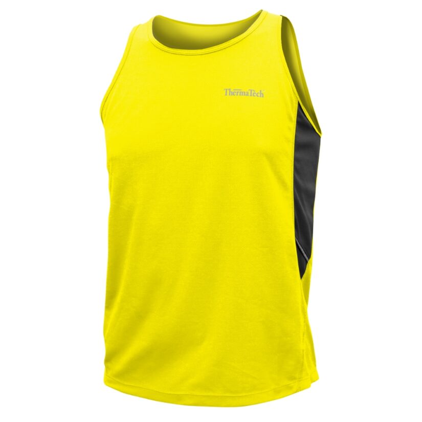 Mens Training Singlet Yellow/Char - Thermatech New Zealand